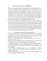 Difference Between Reference And Bibliography Docx Difference Between