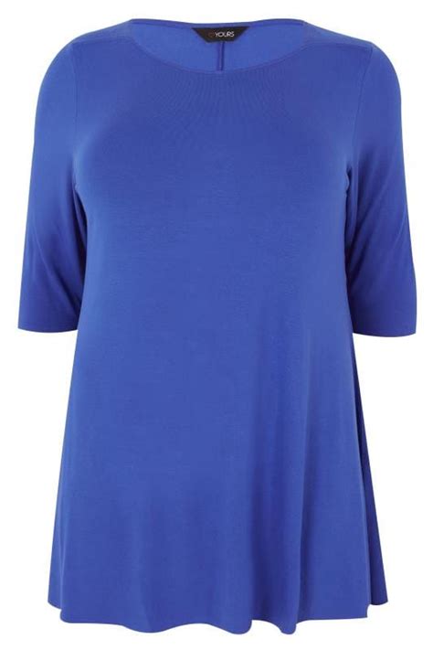 Cobalt Blue Longline Top With Envelope Neckline Plus Size 16 To 36