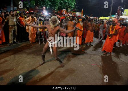 Naked Naga Sadhus Taking A Holy Bath During The Kumbha Or Kumbh Mela In The Ganges River Har Ki