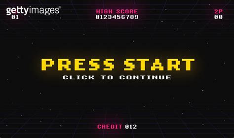 Retro Game Screen 8 Bit Game Press Start To Continue Vector Illustrations 이미지 1993862631