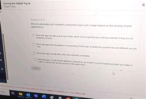 Learning The OWASP Top 10 Chapter Quiz StudyX