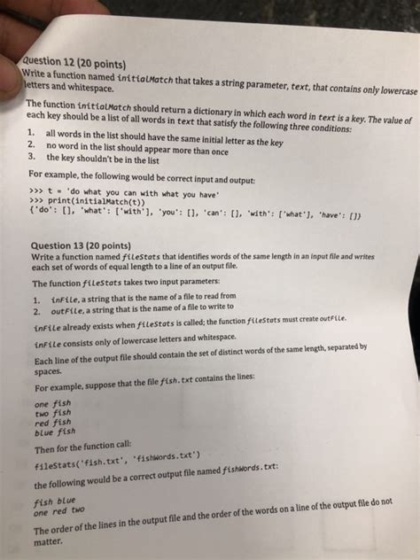 Solved Question 12 20 Points Write A Function Named
