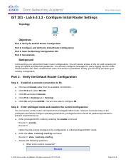 Lab Docx IST Lab Configure Initial Router Settings Topology Objectives