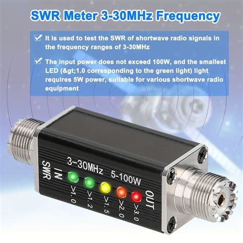 Led Swr Meter 3 30mhz Frequency Standing Waves Indicator With 5 Leds M Female Interface