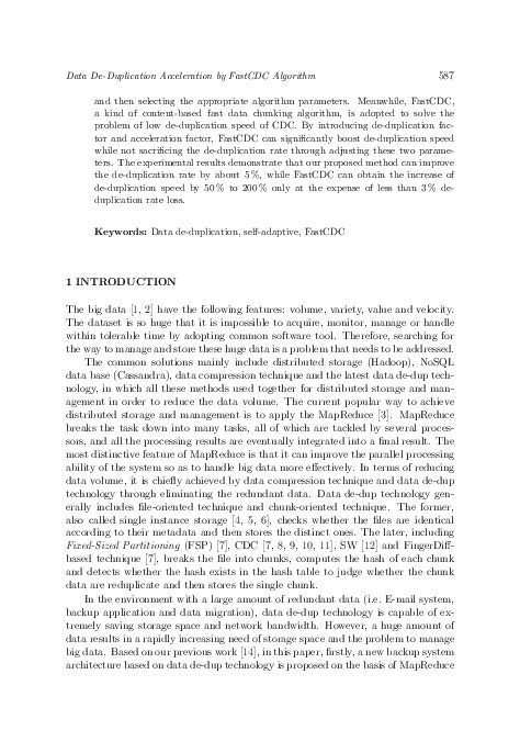 Data De Duplication With Adaptive Chunking And Accelerated Modification