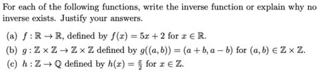solved for each of the following functions write the