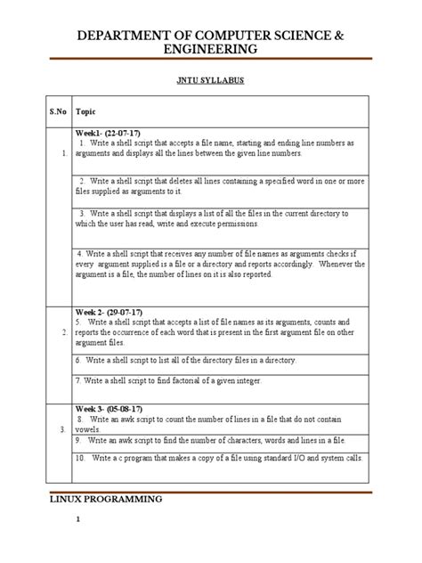 Jntu Syllabus For Linux Programming Pdf Computer Science Software