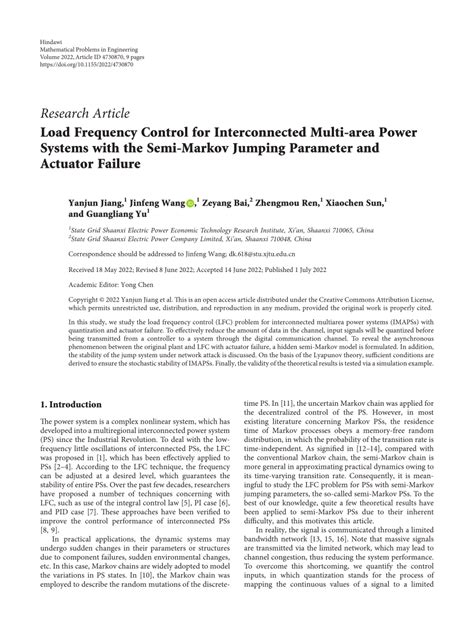 Pdf Load Frequency Control For Interconnected Multi Area Power