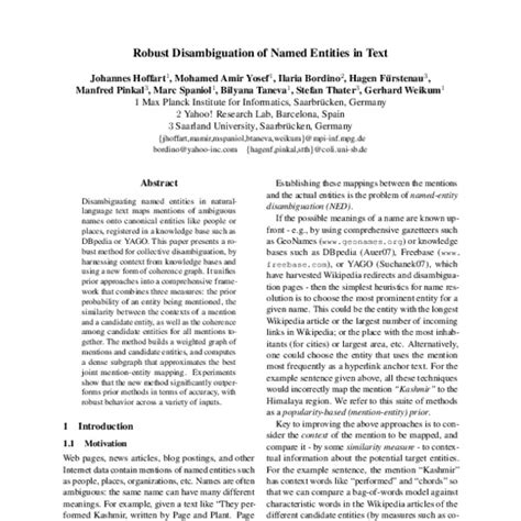 Robust Disambiguation Of Named Entities In Text Acl Anthology