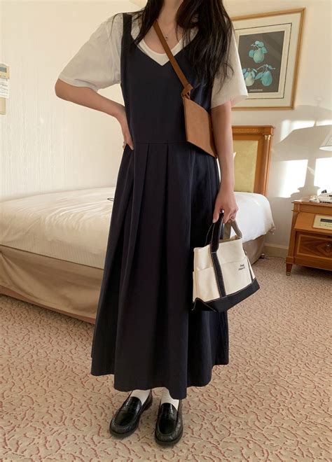 베네핏 멜라운지 봄 신상 나시 민소매 플리츠 롱 Ops 메이 핀턱 원피스 2color