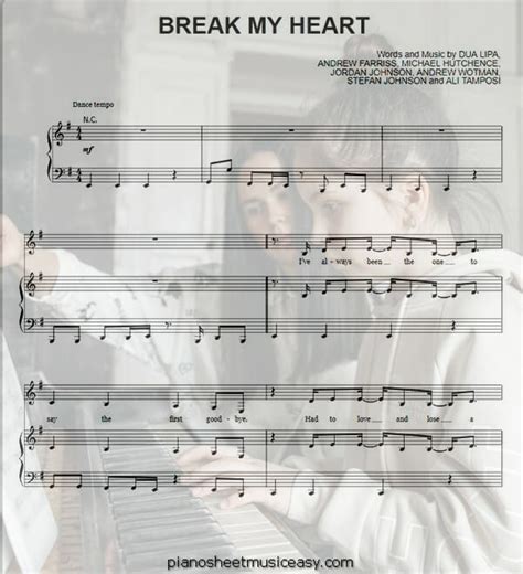 Break My Heart Sheet Music E Minor