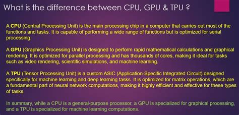 What Is The Difference Between Cpu Gpu And Tpu Jayaprakash Vattikundala