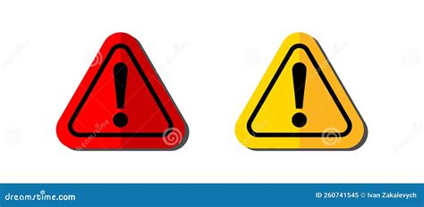 Caution Icons Red And Yellow Colored Caution Warning Illustration