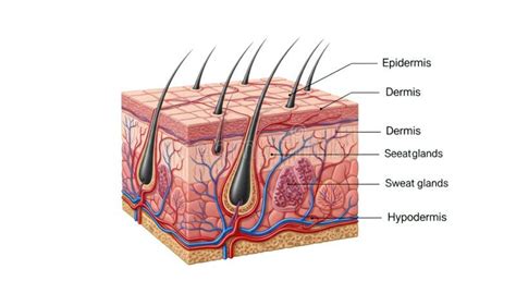 Detailed Cross Section Illustration Of Human Skin Layers Stock
