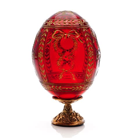 20th Century Faberge Red Blown Crystal Imperial Egg At 1stDibs Faberge Crystal Egg Red