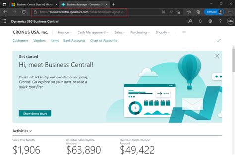 how to access dynamics 365 business central admin center from the url