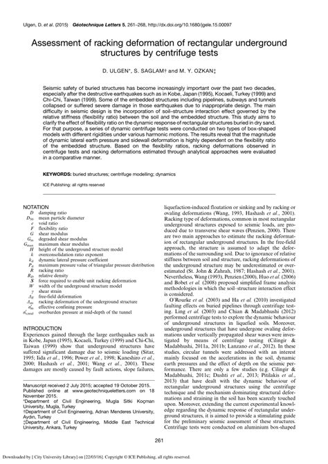 Pdf Assessment Of Racking Deformation Of Rectangular Underground