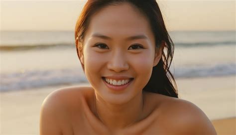 Naked Woman On The Beach Premium AI Generated Image