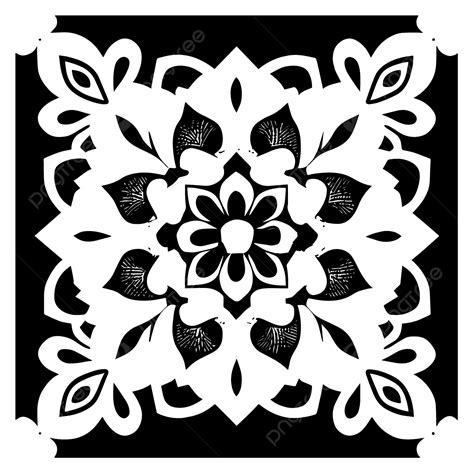 추세 꽃 만다라 패턴 벡터 흑백 디자인 꽃 만다라 패턴 벡터 흑백 디자인 만다라 Png 일러스트 및 벡터 에 대한 무료