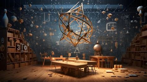 Premium Photo A 3d Rendering Of A Math Workshop With Equations