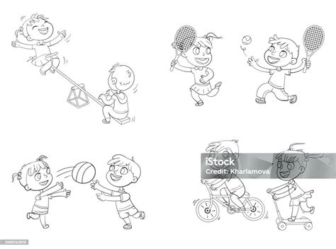 레크리에이션 공원입니다 어린이 놀이터 아이 존 게임을 위한 장소입니다 색칠 하기 책 놀이에 대한 스톡 벡터 아트 및 기타 이미지 놀이 색칠하기 아이 Istock