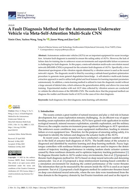 Pdf A Fault Diagnosis Method For The Autonomous Underwater Vehicle