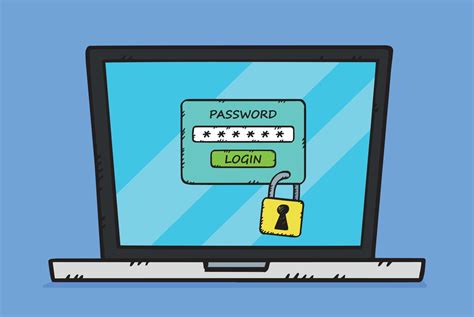 Hand Drawn Illustration Showing A Laptop With Locked Access Access Is