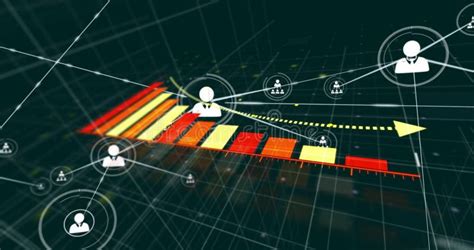 Bar Chart And Network Connections Animation Over Dark Grid Background Stock Footage Video Of