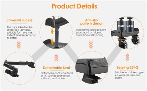 Enerhub Buggy Board Universal Buggy Board With Seat Seat Keystone 4