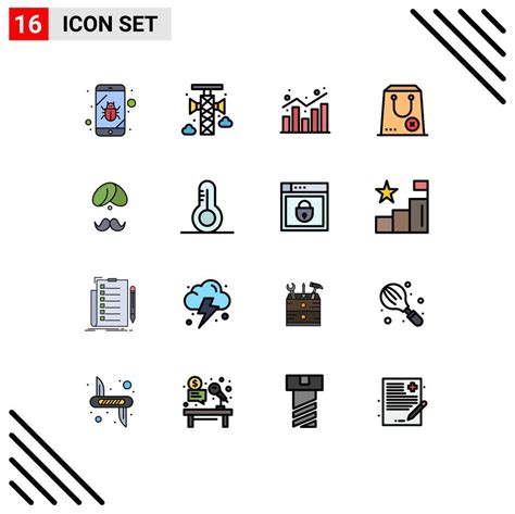 16 User Interface Flat Color Filled Line Pack Of Modern Signs And Symbols Of Package Commerce