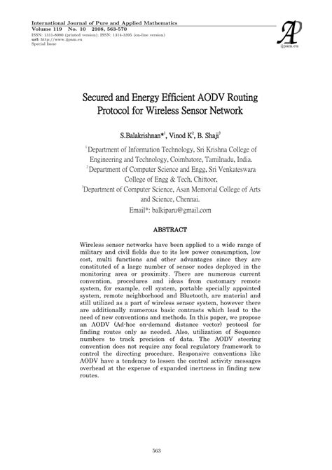 pdf secured and energy efficient aodv routing protocol for wireless