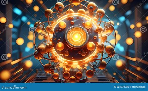 Illustration Of Atomic Level Representation Of The Nuclear Fusion Process Stock Illustration