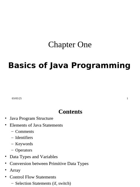 Chapter One Basics Of Java Programming Edited 2025 Pdf Data Type