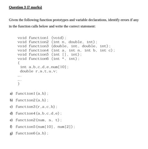 Solved Question 3 7 Marks Given The Following Function