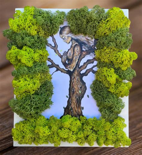 Картина със скандинавски мъх Пано Ръчно изработени ”Природа” със скандинавски мъх Раз