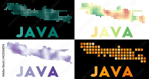 Java Map Collection Of Map Of Java In Dotted Style Borders Of The Island Filled With