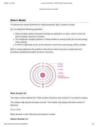 Structure Of The Atom NCERT Class 9 Science Notes Pdf Chemistry Science