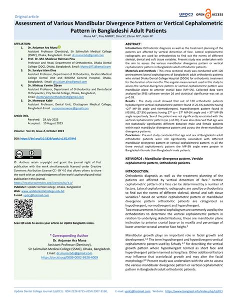 Pdf Assessment Of Various Mandibular Divergence Pattern Or Vertical