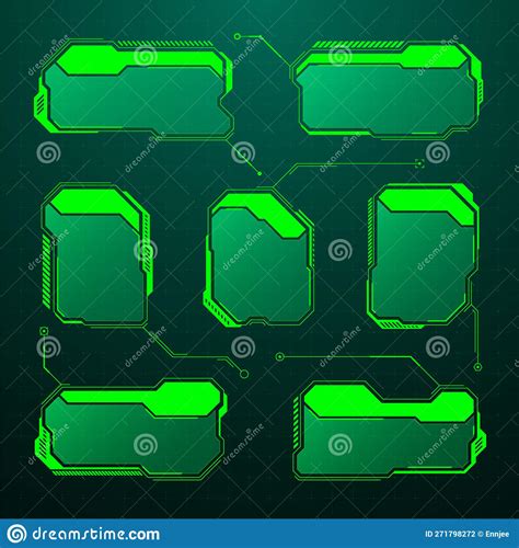 Green Futuristic Hud Ui Elements Sci Fi User Interface Text Boxes Callouts Stock Vector