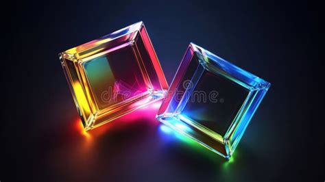 Colorful Translucent Cubes Floating In A Dark Space Reflecting Light With Mesmerizing