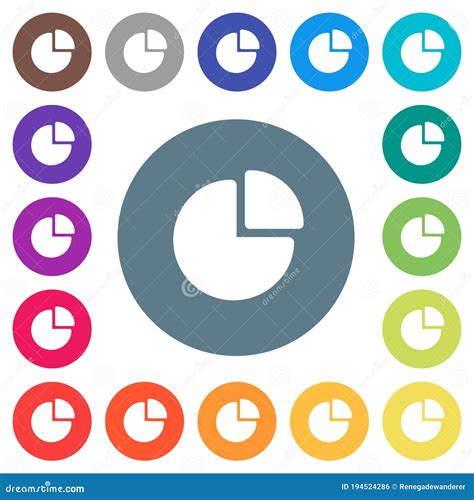 Pie Chart Flat White Icons On Round Color Backgrounds Stock Vector
