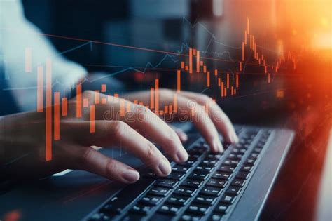 Hands Typing Surrounded By Dynamic Financial Graph Representing Stock