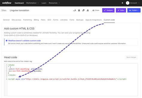 Setup Linguise Automatic Translation On Webflow