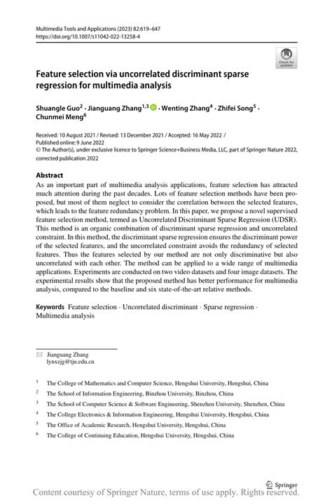 Feature Selection Via Uncorrelated Discriminant Sparse Regression For
