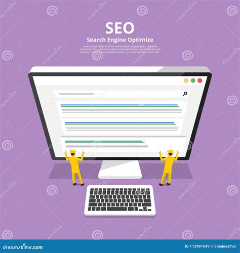 Flat Design Concept Seo Search Engine Optimize Vector Illustrate