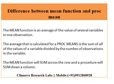 Clinical Research And Data Analysis Difference Between Mean Function