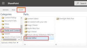 SharePoint Script Editor Web Part