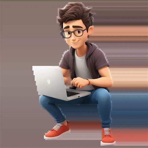 Professional Png Cartoon Web Developer Boy Engaged In Computer Coding
