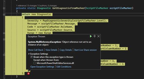 `nullreferenceexception` In `getdiagnosticfrommarker` · Issue 1906