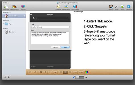 Embedding Within A Rapidweaver Project Exporting And Previewing Tumult Forums